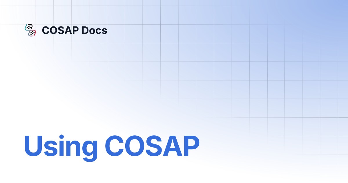 Using COSAP | COSAP Docs